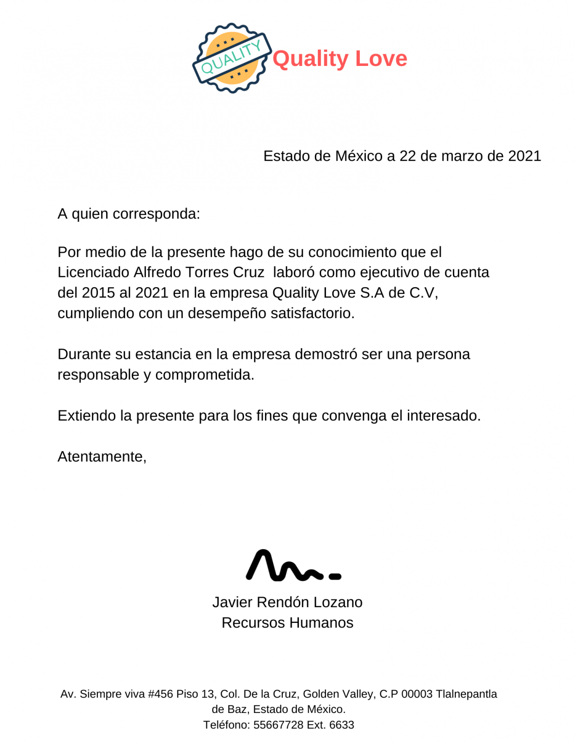 Carta De Constancia De Trabajo Ejemplo Carta De Constancia De Trabajo Ejemplo